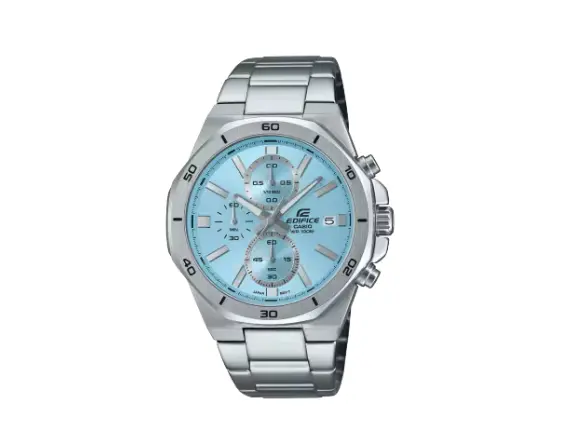 【CASIO 卡西歐】EDIFICE計時碼錶系列 八角錶圈款 冰藍 (EFV-640D-2BV)｜新北中和｜Global Mall 環球Online