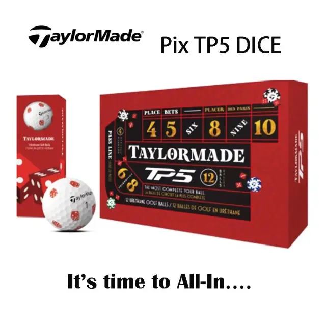 【TaylorMade】限量版 Pix 3.0 TP5 五層球 Dice 骰子圖案 二打/組(球場上帶給您更多的好運)｜板橋車站｜Global Mall 環球Online