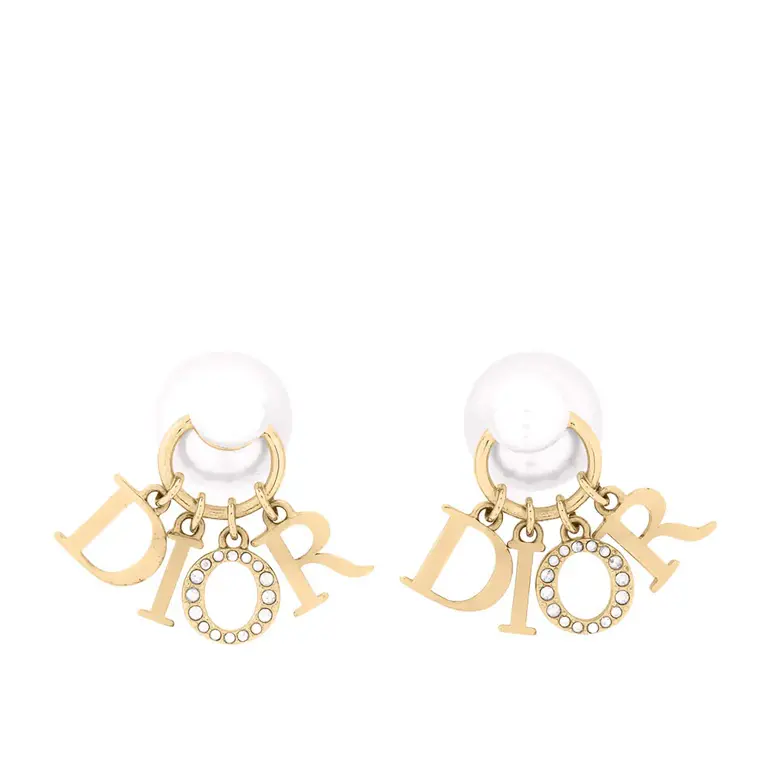 【CHRISTIAN DIOR】Tribales 垂墜水晶標誌及珍珠針式耳環(金色/白色)｜Global Online｜Global Mall ...