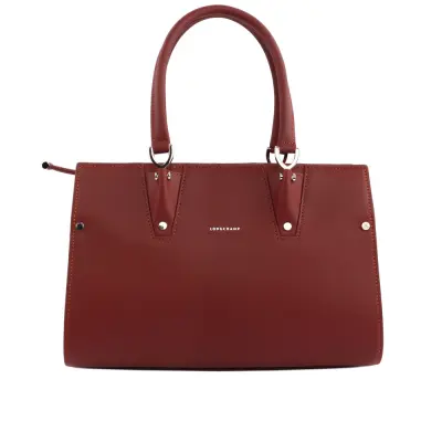【LONGCHAMP】Paris Premier酒紅色小牛皮手提托特包(S)｜Global Online｜Global Mall 環球Online
