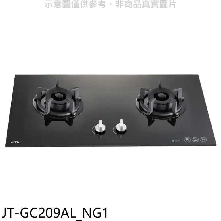 喜特麗【JT-GC209AL_NG1】二口玻璃檯面爐黑色瓦斯爐(全省安裝)(7-11商品卡500元)｜Global Online｜Global Mall 環球Online